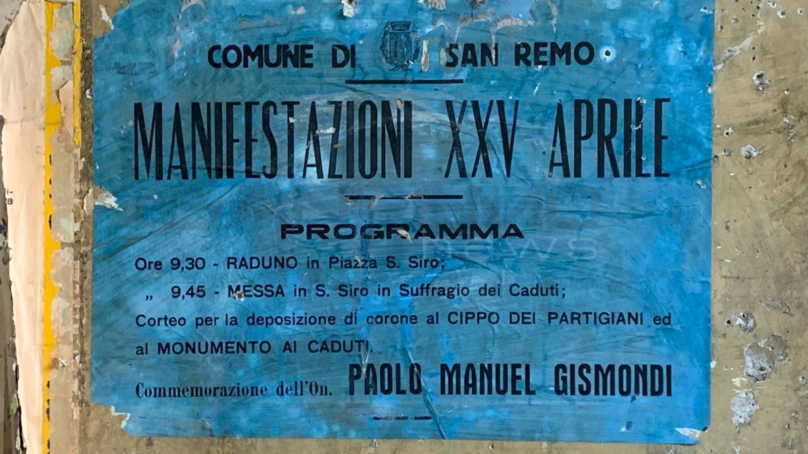 Sanremo: dal retro dell’edicola di via Palazzo spunta un manifesto dei ...